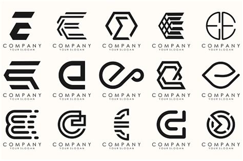 편지 E 추상 로고 디자인 기호의 컬렉션입니다 문자가 있는 기하학적 로고 메가 컬렉션 0명에 대한 스톡 벡터 아트 및 기타 이미지 0명 개발 개체 그룹 Istock