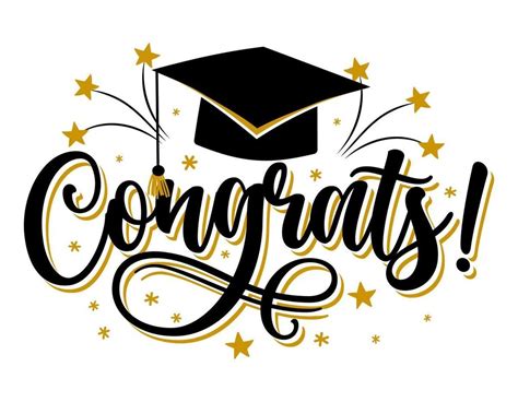 Congratulations Lettering With Graduation Cap And Stars