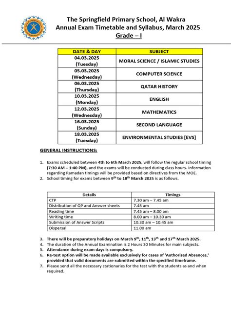 Grade 1 Annual Timetable And Syllabus Ay 2024 2025 Pdf
