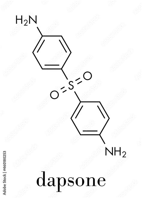 Dapsone Antibacterial Drug Molecule Skeletal Formula Stock Vector