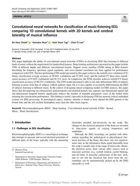 Convolutional Neural Networks For Classification Of Music Listening Eeg