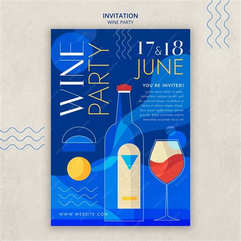 와인 시음 파티 초대장 서식 파일 무료 Psd 파일