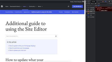 Javascript Console Error On Documentation Page · Issue 704 · Wordpressdocumentation Issue