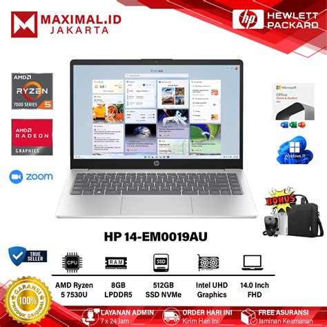 Jual Laptop HP EM AU AMD Ryzen U Ram GB GB SSD Radeon M FHD Windows