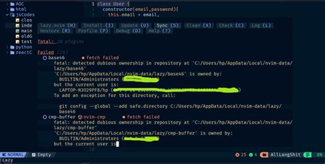 Lazy Update Fetch Failed Rneovim