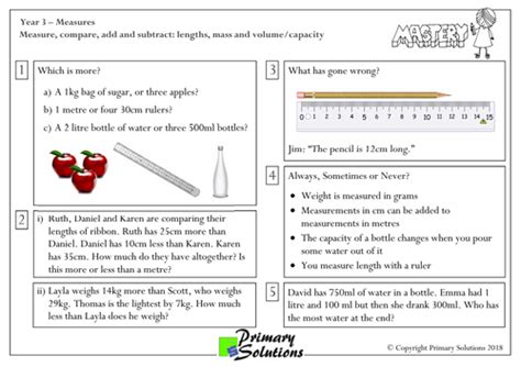 Mastery Maths Year 3 Reasoning Measures Teaching Resources