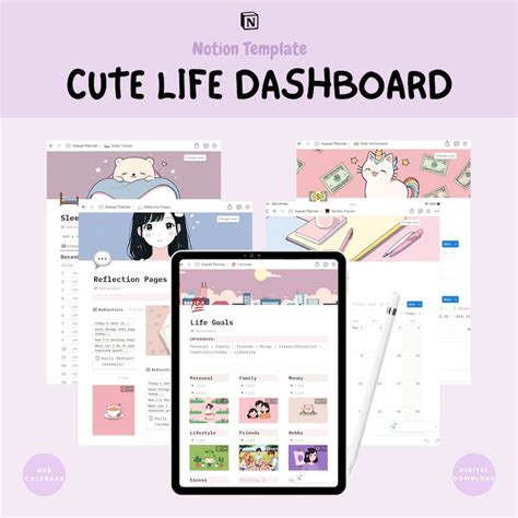 Notion Dashboard Cute Etsy