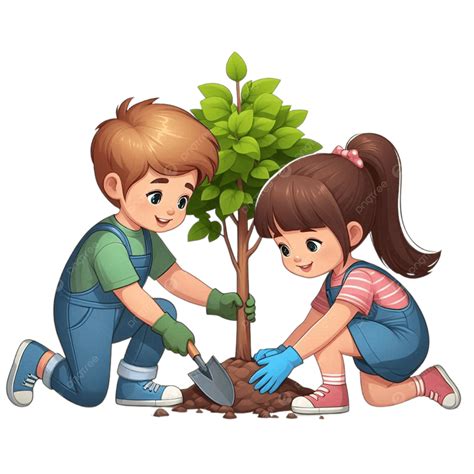 Cartoon Planting Trees Clipart