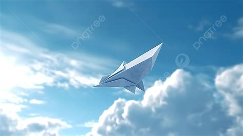급증하는 야망 흰색 종이접기 비행기는 흐린 푸른 하늘 3d 렌더링에 제트기의 그림자를 드리운다 항공 배경 비행 비행기 배경 배경 일러스트 및 사진 무료 다운로드
