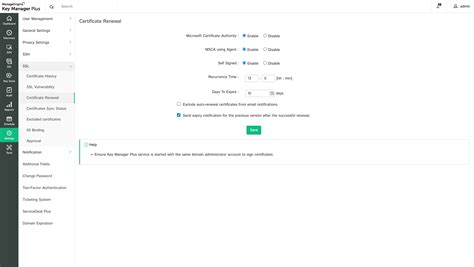 Alerts On Ssl Certificates Expiry Manageengine Key Manager Plus
