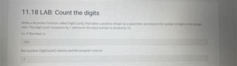 Solved 1118 Lab Count The Digits Write A Fecursive