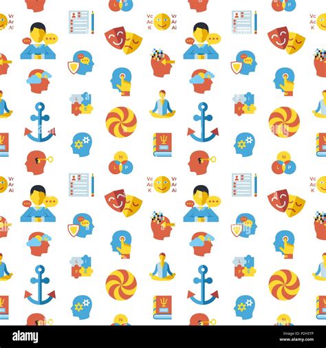 Digital Vector Neuro Linguistic Programming Icon Set Seamless Pattern