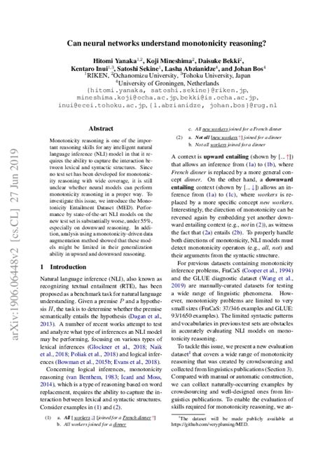 Pdf Can Neural Networks Understand Monotonicity Reasoning Daisuke Bekki