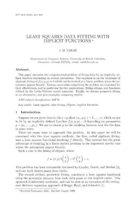 Pdf Least Squares Data Fitting With Implicit Functions Dokumen Tips