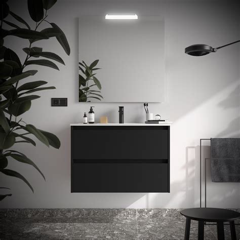 Arredo Bagno Noja 800 2 Cassetti Black Satin Lavabo