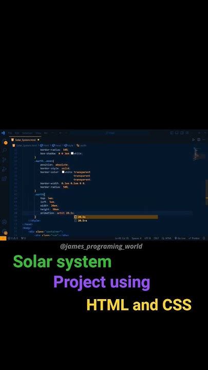 Solar System Project Using In Html And Css Coding Htmlcss Code Css