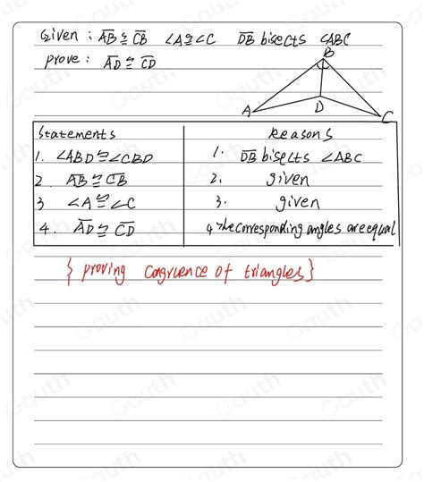 Solved 2 Given Overline Ab≌ Overline Cb ∠ A≌ ∠ C Overline Db Bisects ∠ Abc Prove Overline