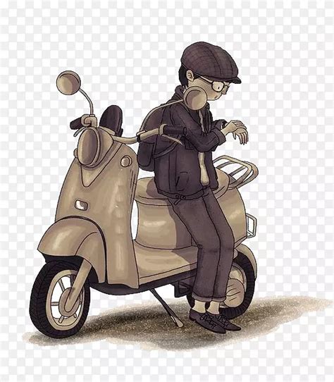 卡通水彩画插图 卡通摩托车PNG图片素材下载 图片编号441486 PNG素材网
