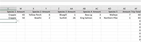 Fishing Log Via Spreadsheet