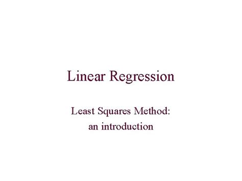 linear regression least squares method an introduction we