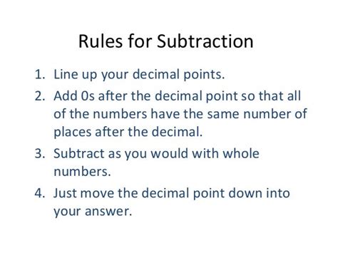 Rules For Decimals