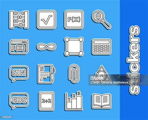 세트 라인 방정식 솔루션 칠판 함수 수학 기호 기하학적 도형 오각형 프리즘 그래프 일정 차트 다이어그램 및 아이콘 포함 벡터