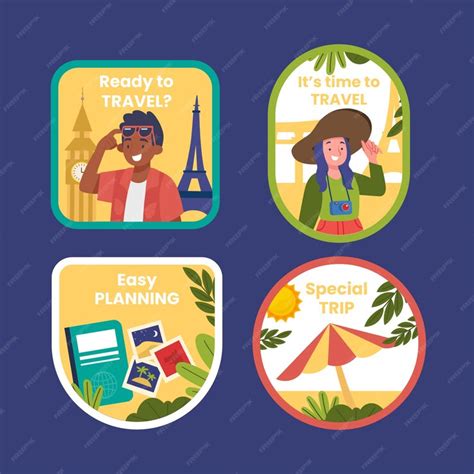 손으로 그린 여행사 레이블 템플릿 무료 벡터