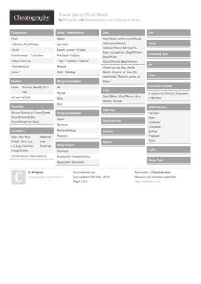 1 Power Query Cheat Sheet Cheat Sheets For Every