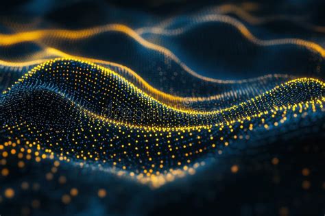 Waves Of Glowing Particles Create A Mesmerizing Visual In A Digital Landscape With Dark