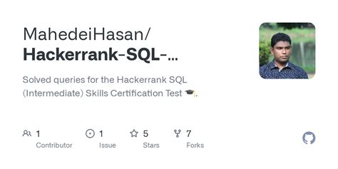 Github Mahedeihasanhackerrank Sql Intemediate Skills Certification Test Solutions Solved