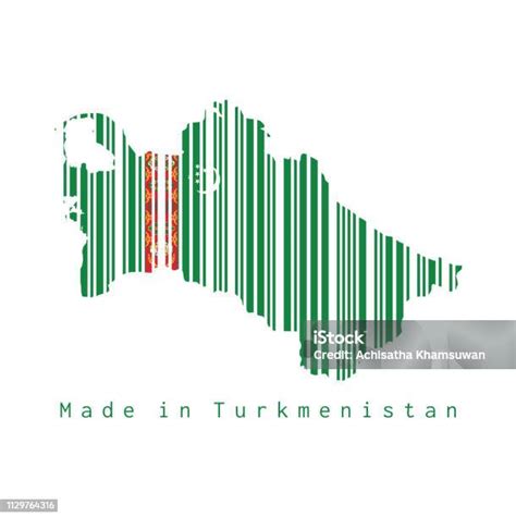 바코드 설정 모양을 투르크메니스탄 지도 개요 및 투르크메니스탄 깃발의 색깔 백색 배경에 가격에 대한 스톡 벡터 아트 및 기타 이미지 가격 개념 개념과 주제 Istock