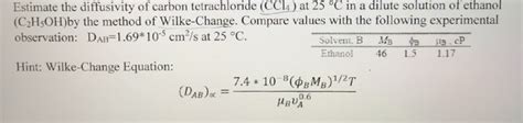 Solved Of Ethanol Estimate The Diffusivity Of Carbon