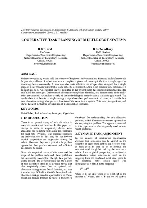 Pdf Madras Cooperative Task Planning Of Multi Robot Systems