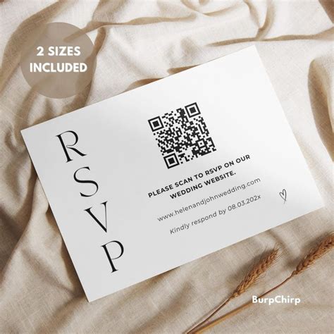 RSVP With QR Code Card Insert Digital RSVP Card Minimal And Modern