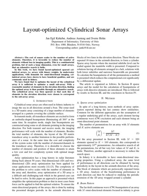 pdf layout optimized cylindrical sonar arrays dokumen tips
