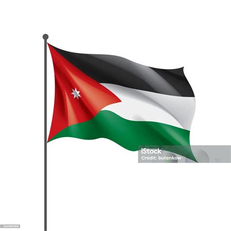 요르단 플래그 흰색 배경 벡터 일러스트 레이 션 0명에 대한 스톡 벡터 아트 및 기타 이미지 0명 3차원 형태 개념 Istock
