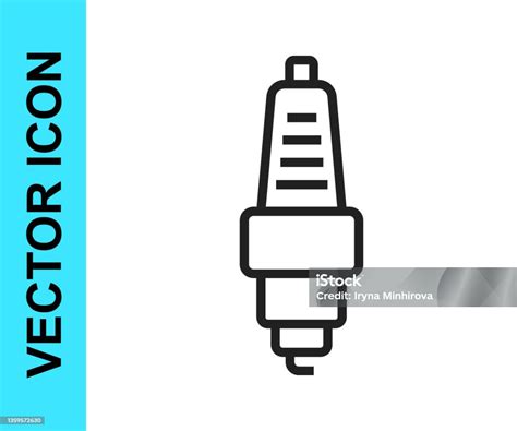 흰색 배경에 격리 된 검은 줄 자동차 스파크 플러그 아이콘 자동차 전기 촛불 벡터 강철에 대한 스톡 벡터 아트 및 기타 이미지