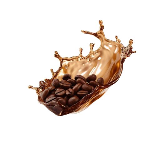 Ai Generated Coffee Beans Falling Into A Splash Of Liquid 37796424 Png
