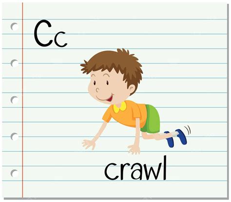 Flashcard Letter C Is For Crawl Learn Language Crawling Vector Learn