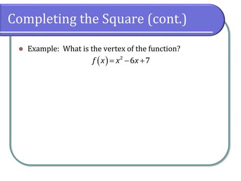 3 1 Quadratic Functions And Models Ppt