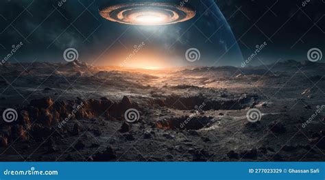 A Ufo Hovering Over An Alien Planet Stock Image Image Of Space Alien 277023329