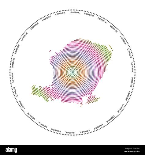 Lombok Round Logo Digital Style Shape Of Lombok In Dotted Circle With