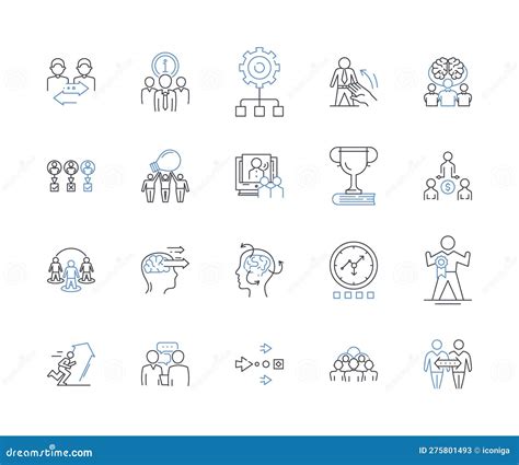 Organizational Skills Line Icons Collection Efficiency Time Management Planning Multitasking