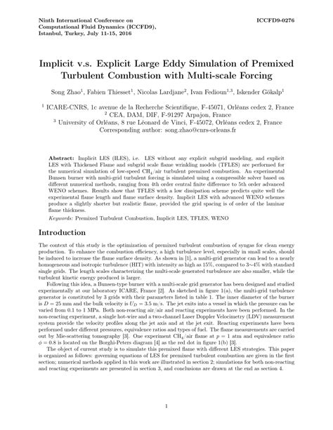 Pdf Implicit Vs Explicit Large Eddy Simulation Of Premixed