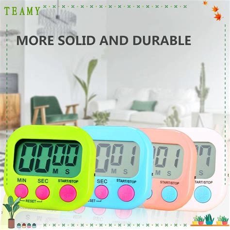 TEAMY Digital Visual Timer Loud Alarm Plastics Kitchen Timer Big Digits LCD Screen Display