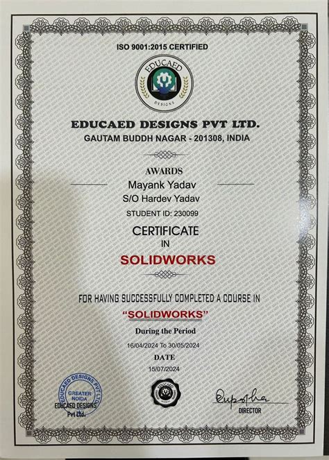 Mayank Yadav On Linkedin Solidworks Certification 3ddesign Cad Professionalgrowth