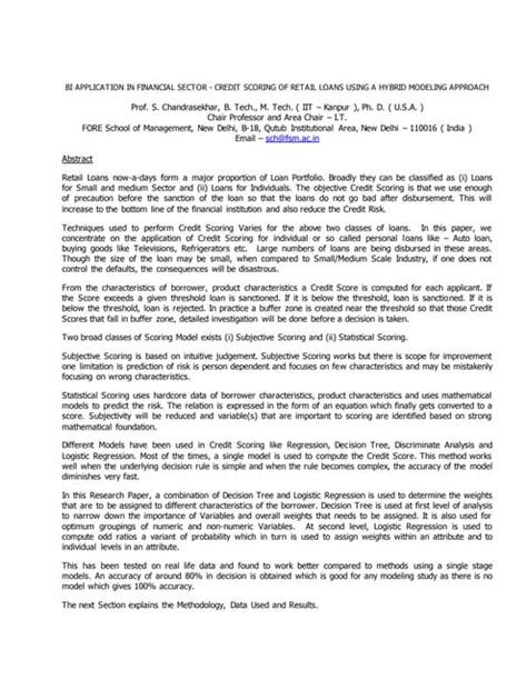 Credit Scoring I Financial Sector Docx