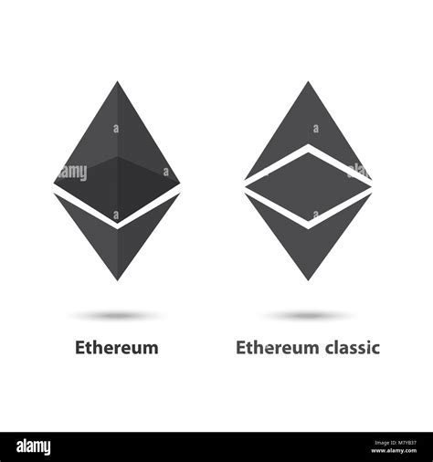 Ethereum And Ethereum Classic Crypto Currency Chrystal Coin Icon Blockchain Platform Logo