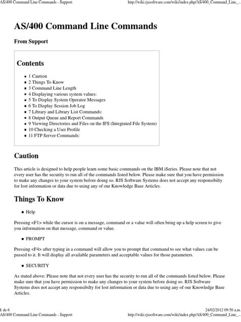 As 400commandlinecommands Support Pdf File Transfer Protocol