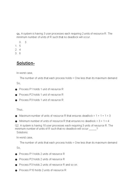 os ques practice q1 a system is having 3 user processes each